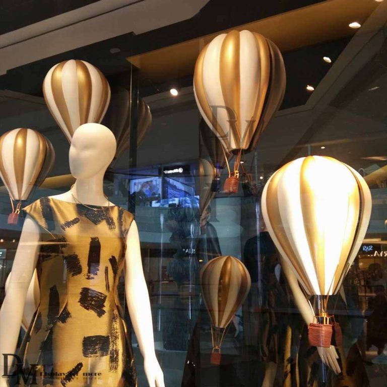DM Summer Window Display - Hanging Hot Air Balloons for Window Decoration